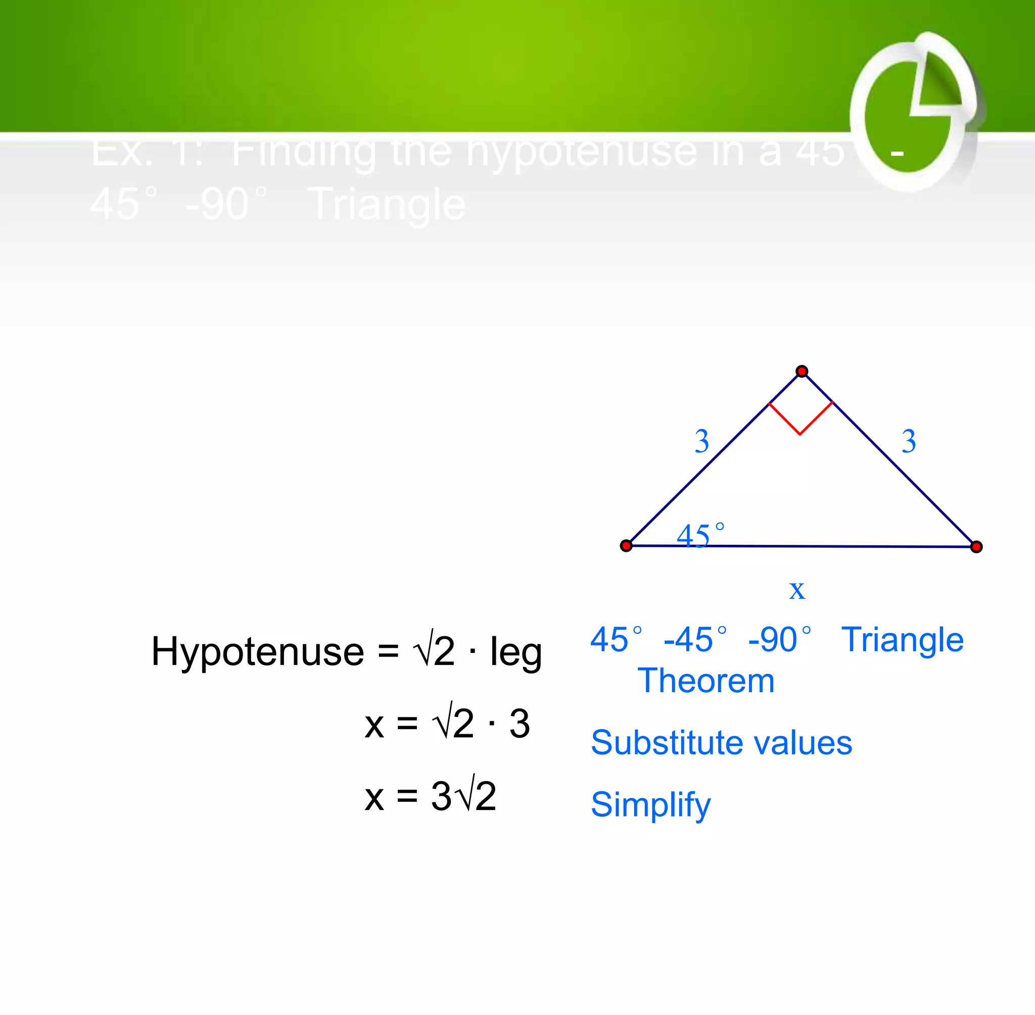 Pre-5.1 - trigonometry ratios in right triangle and special right ...