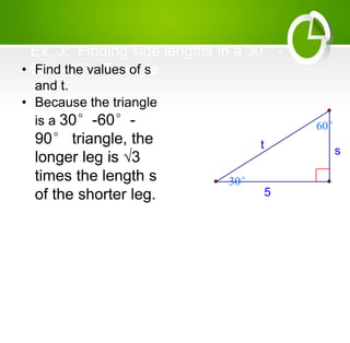Pre-5.1 - trigonometry ratios in right triangle and special right ...