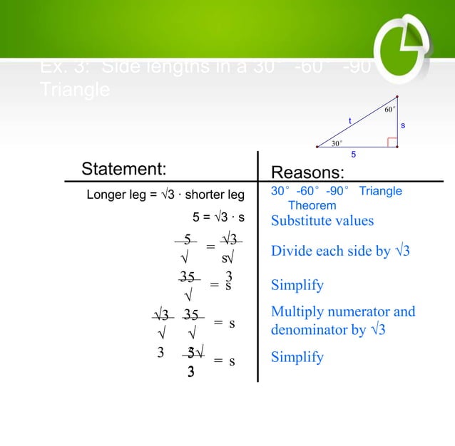 Pre-5.1 - trigonometry ratios in right triangle and special right ...