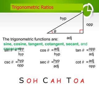 Pre-5.1 - trigonometry ratios in right triangle and special right ...
