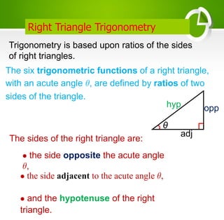 Pre-5.1 - trigonometry ratios in right triangle and special right ...