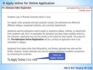 NM College Mumbai Pre admission online registration process for ...