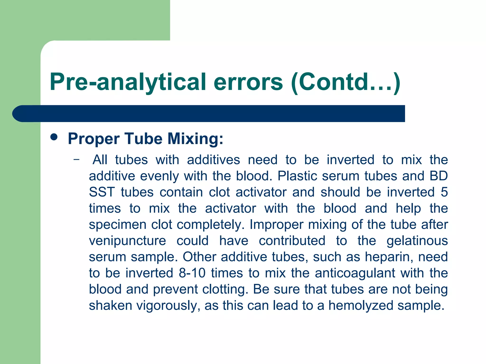 Pre analytical errors | PPT