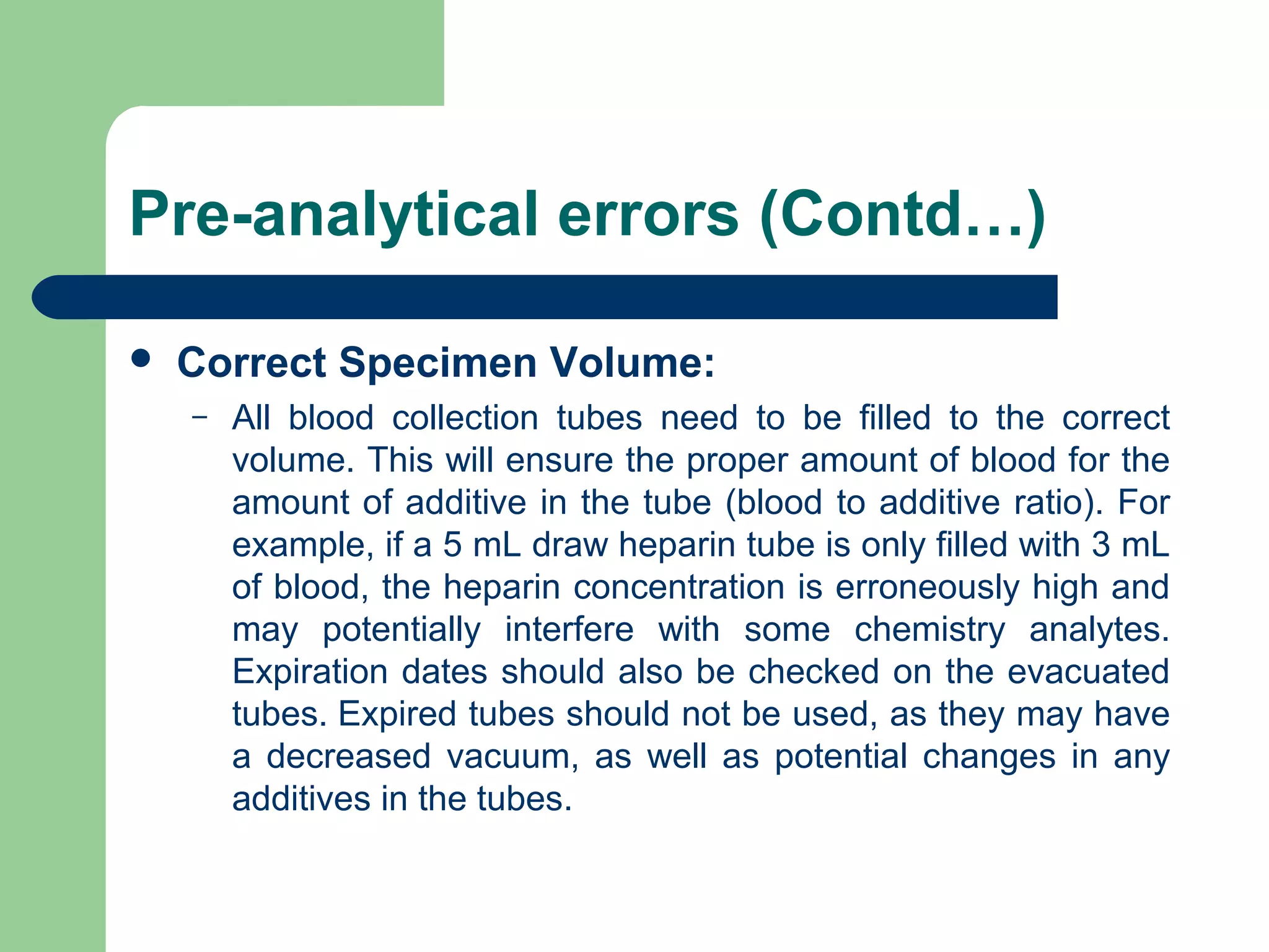 Pre analytical errors | PPT