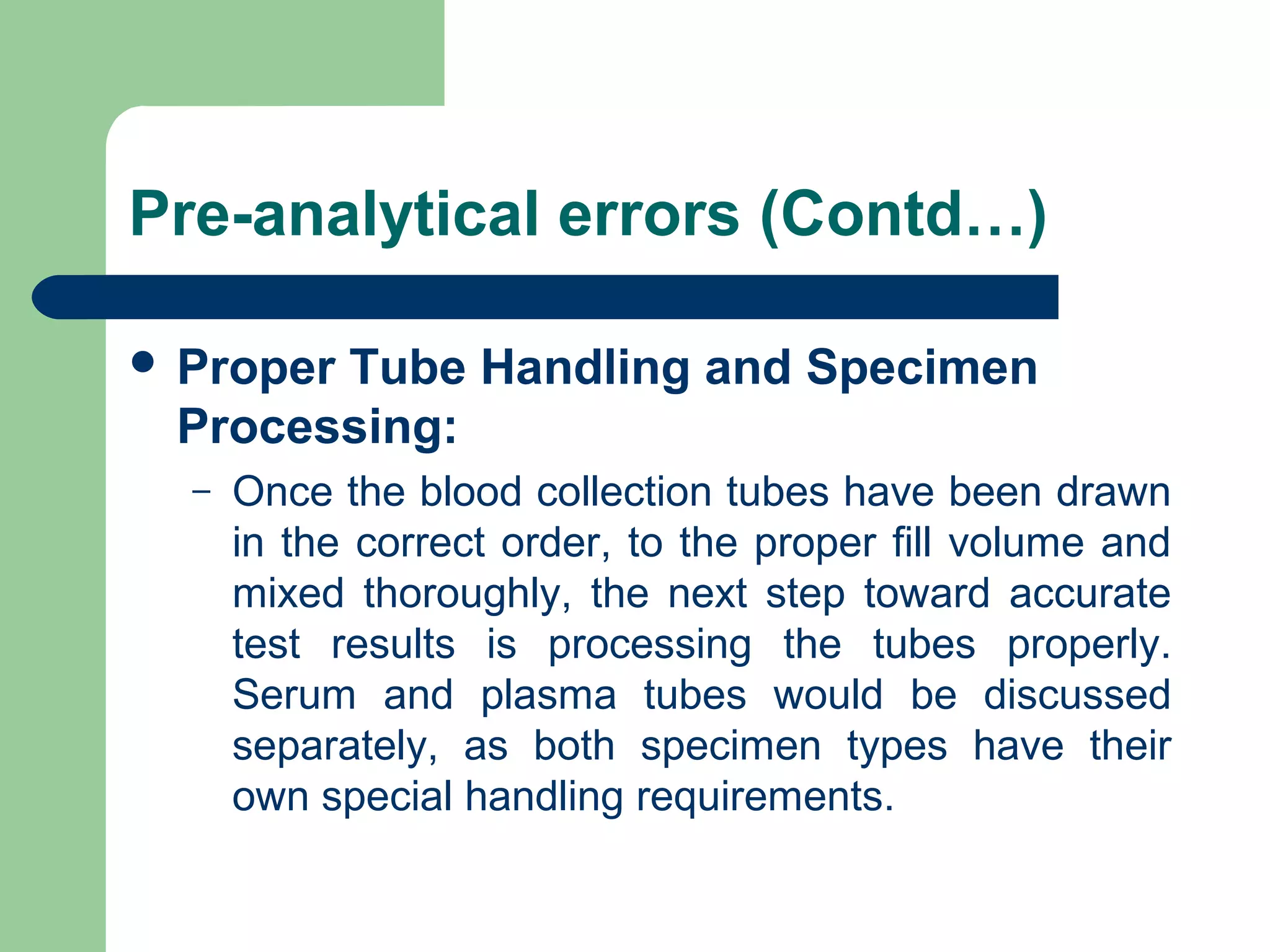 Pre analytical errors | PPT