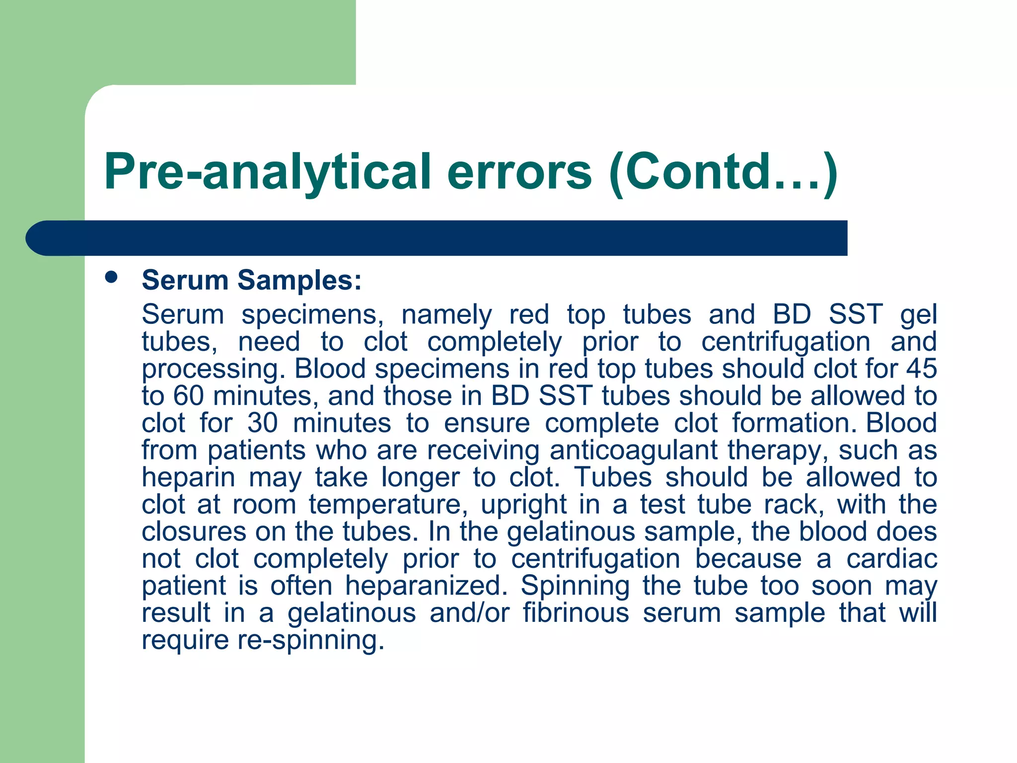 Pre Analytical Errors Ppt