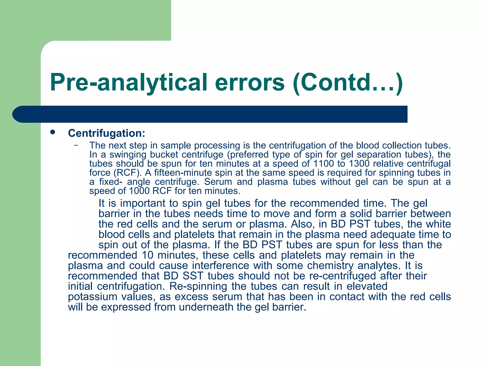 Pre analytical errors | PPT