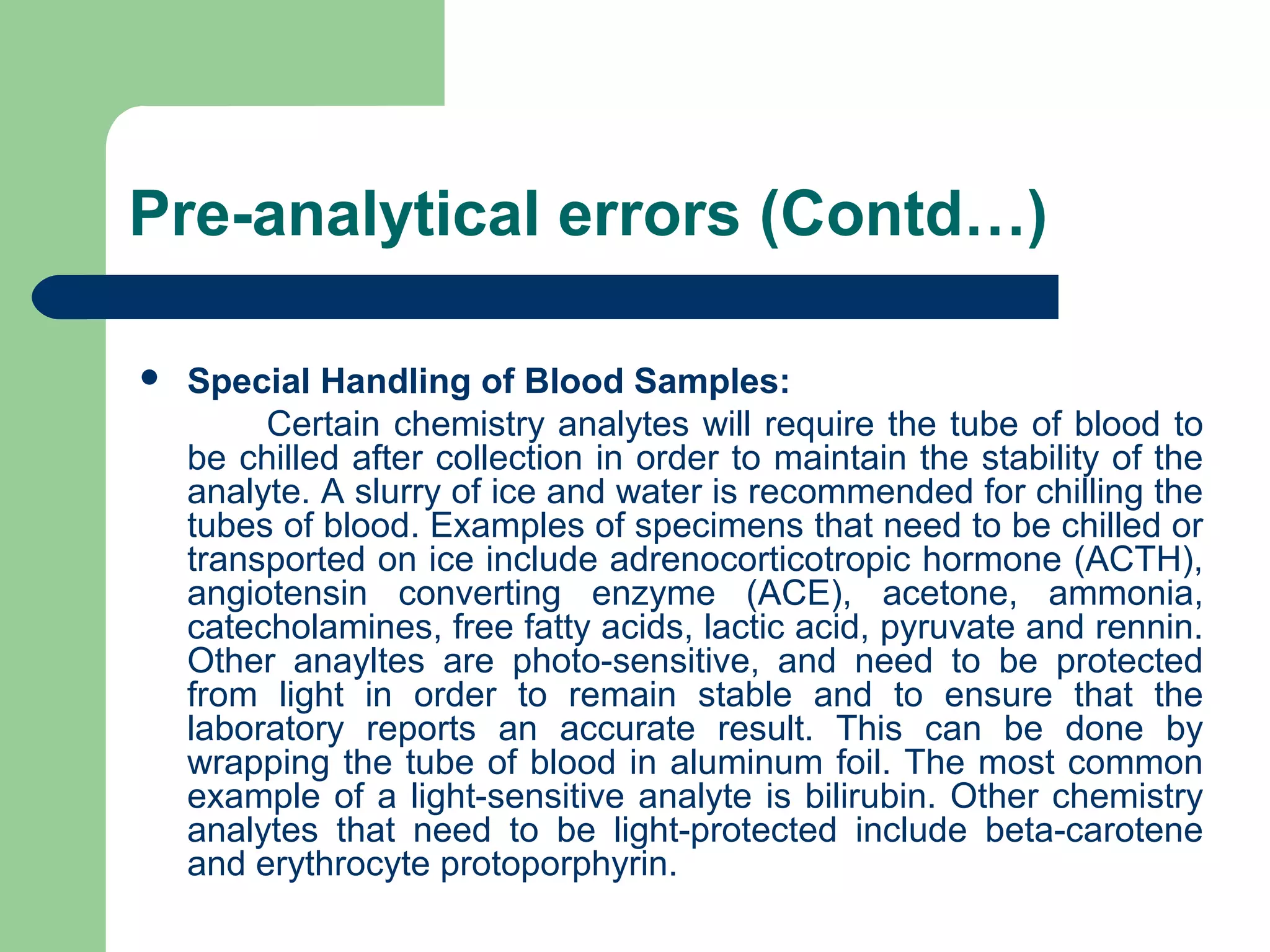 Pre analytical errors | PPT