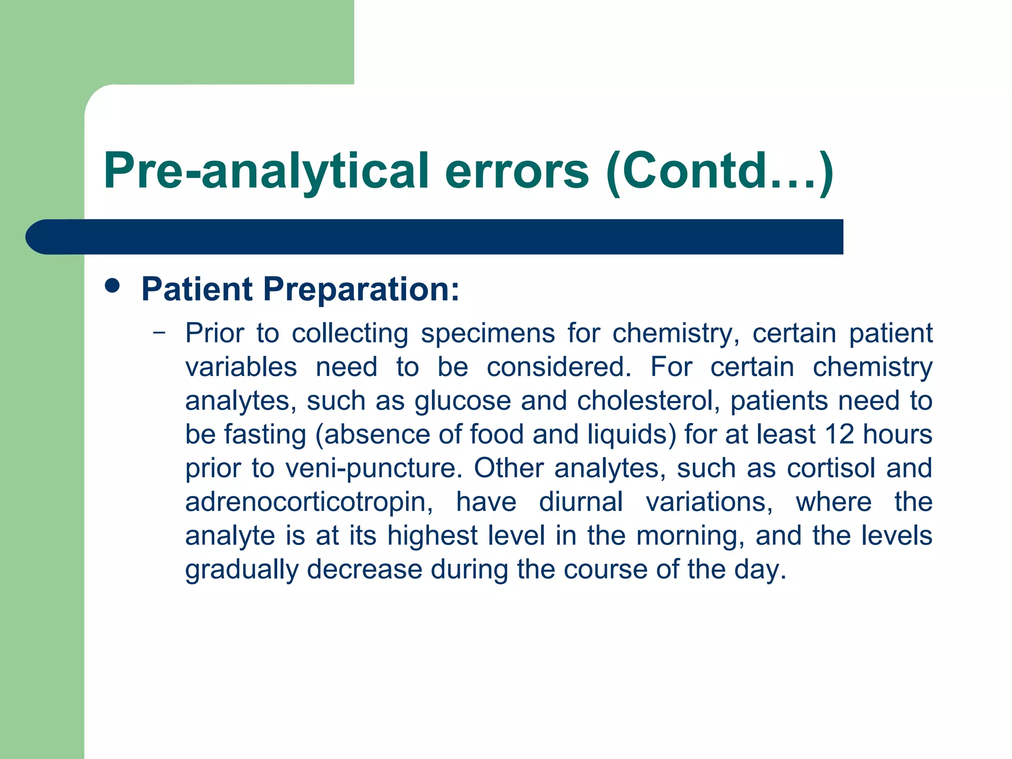 Pre analytical errors | PPT