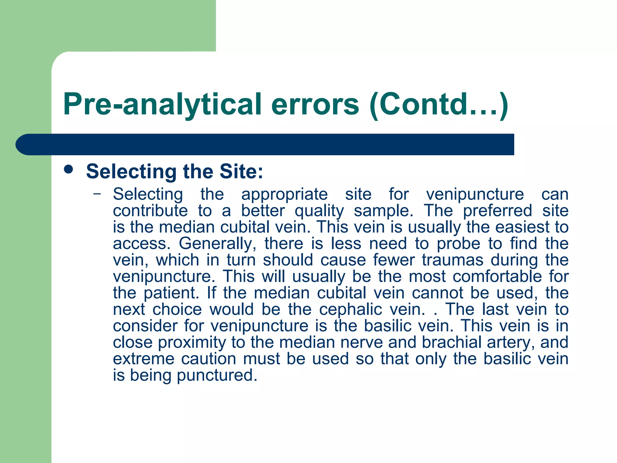 Pre analytical errors | PPT