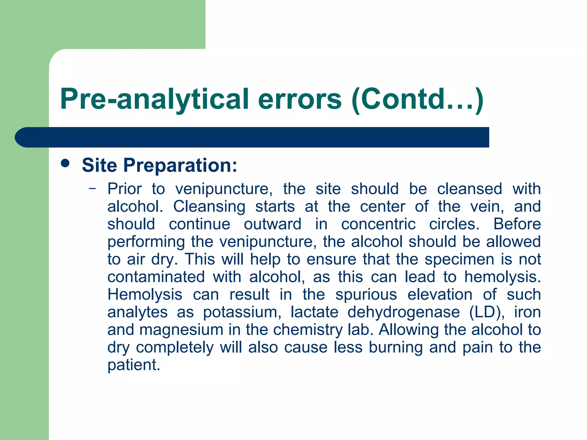 Pre analytical errors | PPT