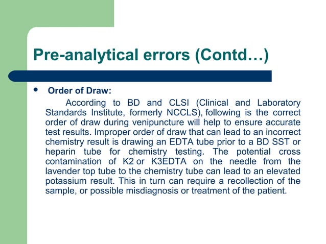 Pre Analytical Errors Ppt