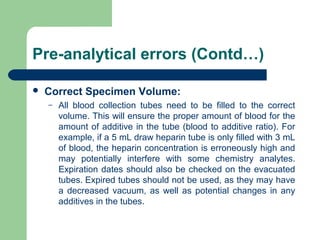 Pre analytical errors | PPT
