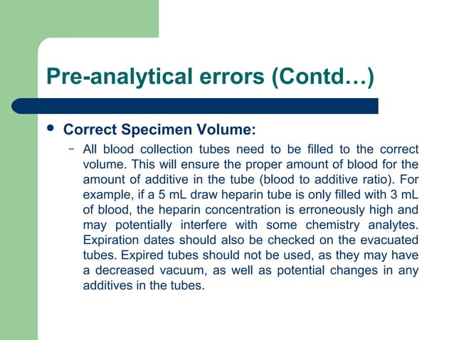 Pre analytical errors | PPT