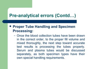 Pre analytical errors | PPT