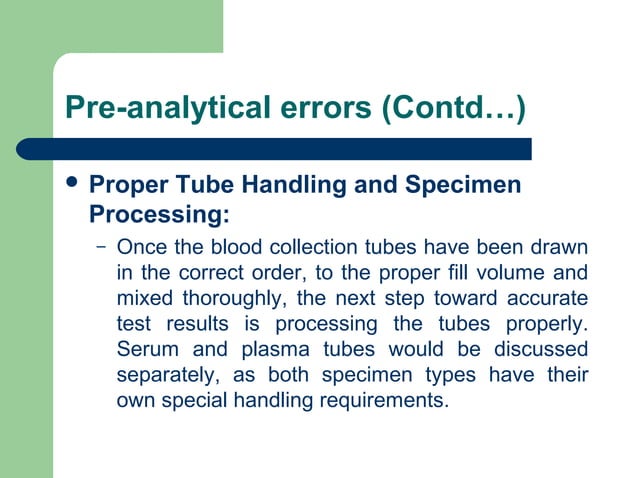 Pre analytical errors | PPT