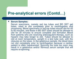 Pre analytical errors | PPT