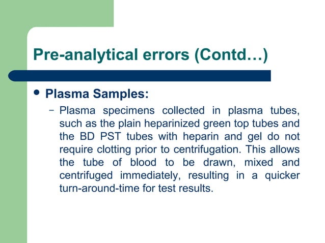 Pre analytical errors | PPT