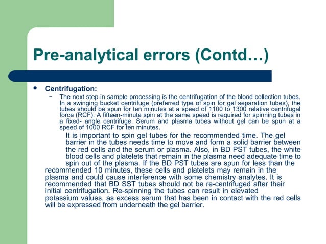Pre Analytical Errors Ppt