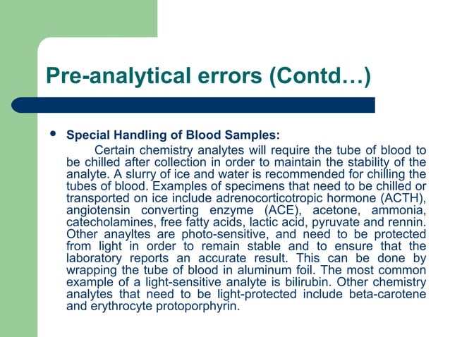 Pre analytical errors | PPT