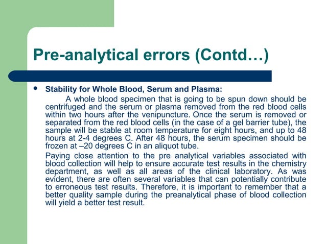 Pre analytical errors | PPT