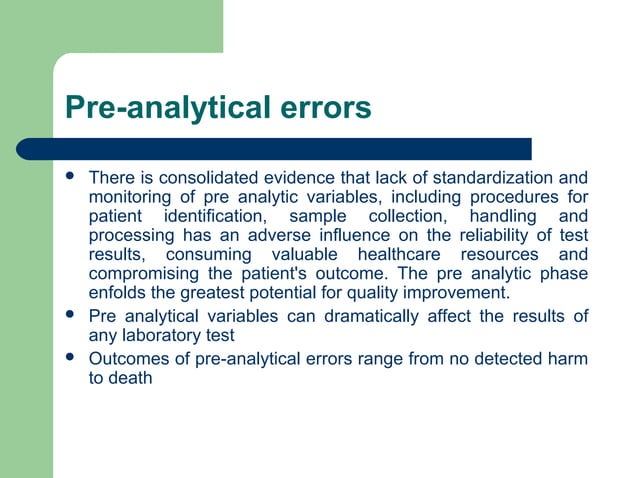 Pre analytical errors | PPT