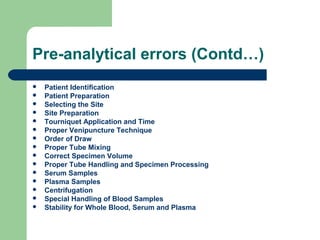 Pre analytical errors | PPT