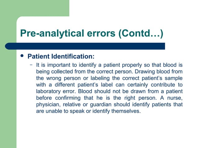 Pre analytical errors | PPT