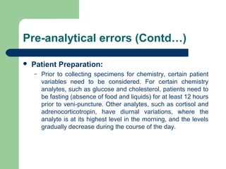 Pre analytical errors | PPT