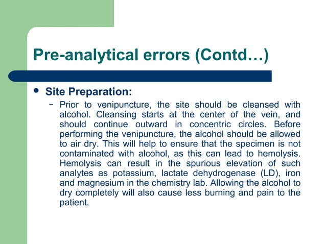Pre analytical errors | PPT
