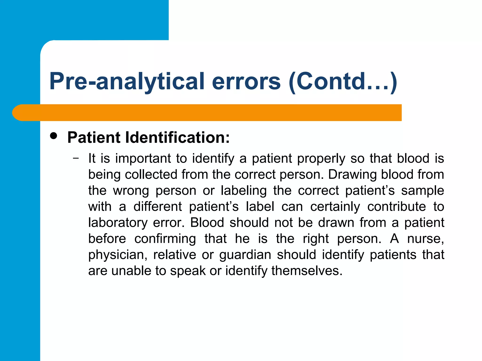 Pre analytical errors. | PPT