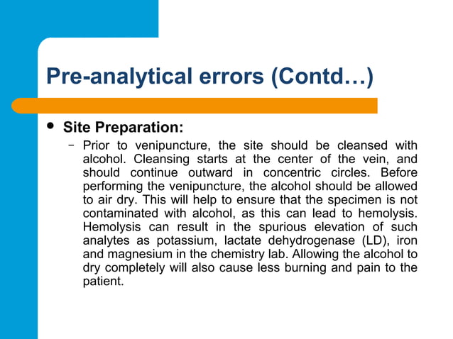Pre analytical errors. | PPT | First Aid | Injuries