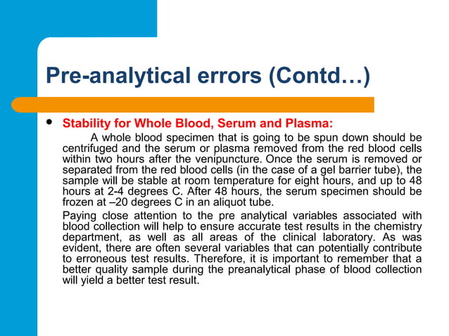 Pre analytical errors. | PPT | First Aid | Injuries