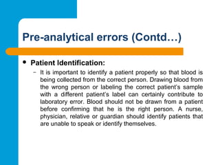 Pre analytical errors. | PPT
