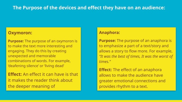 Rhetorical Devices: Oxymorons & Anaphoras | PPTX