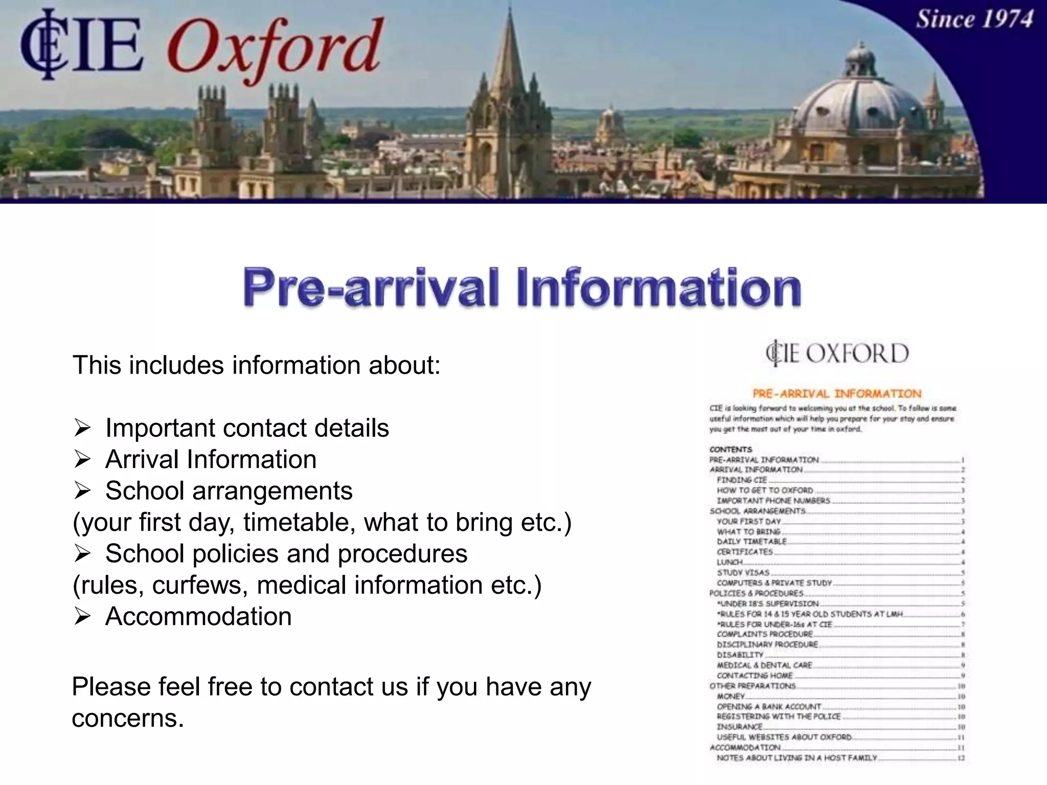 Pre arrival presentation | PPTX