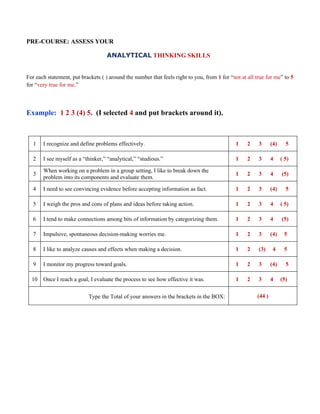 Pre assessment (1) | PDF