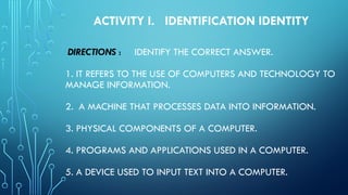 Fundamentals of ICT: Computer Components and Safety Practices | PPTX