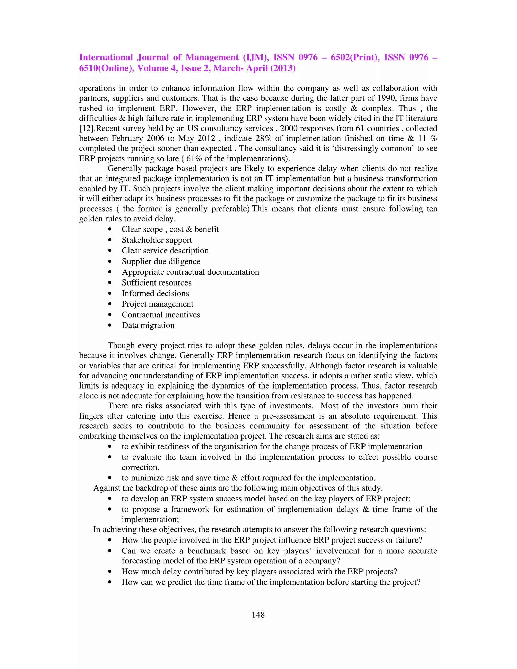 Pre assessment model for erp implementation | PDF