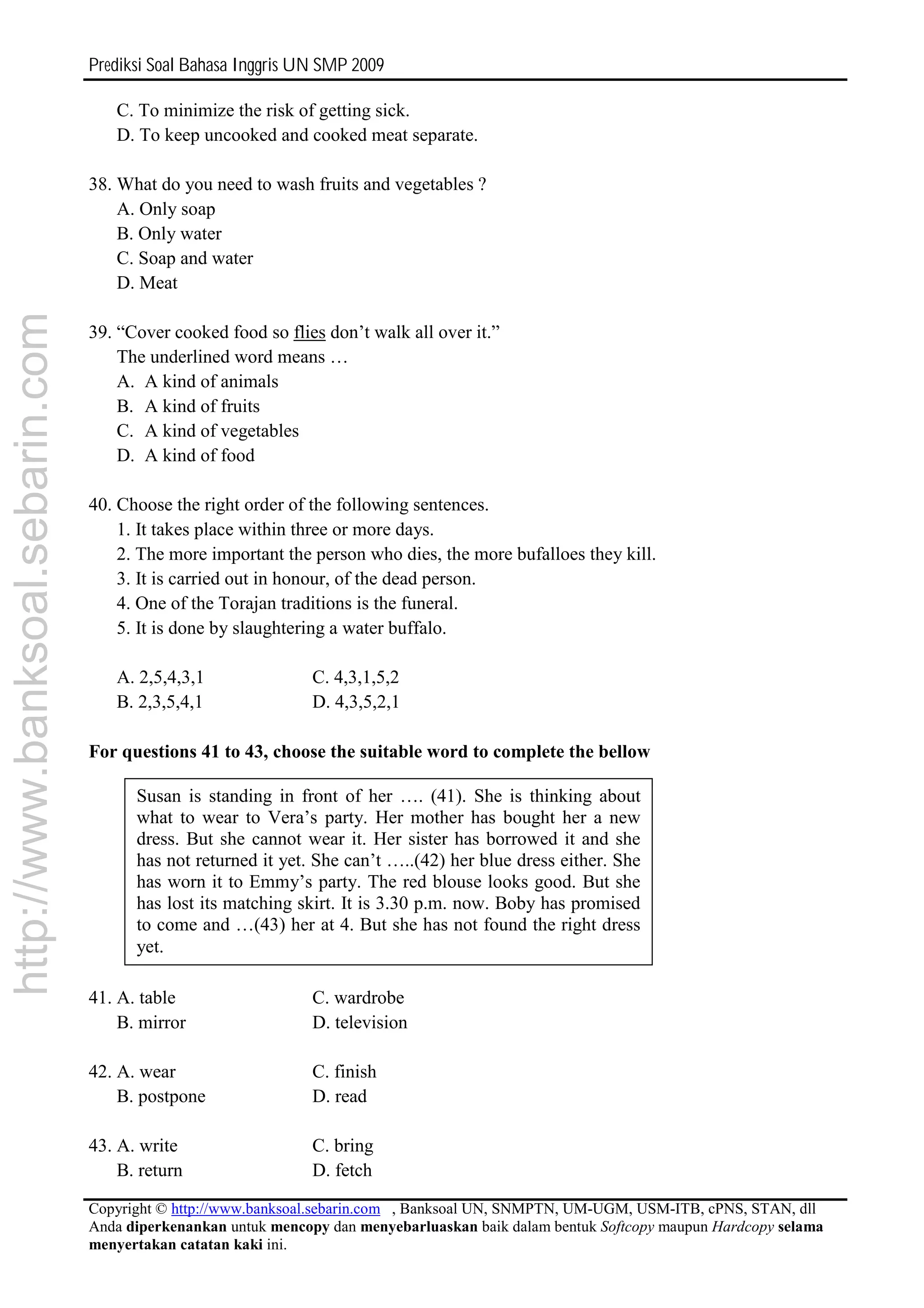 Pre bahasa-inggris-un-smp-20091 | PDF