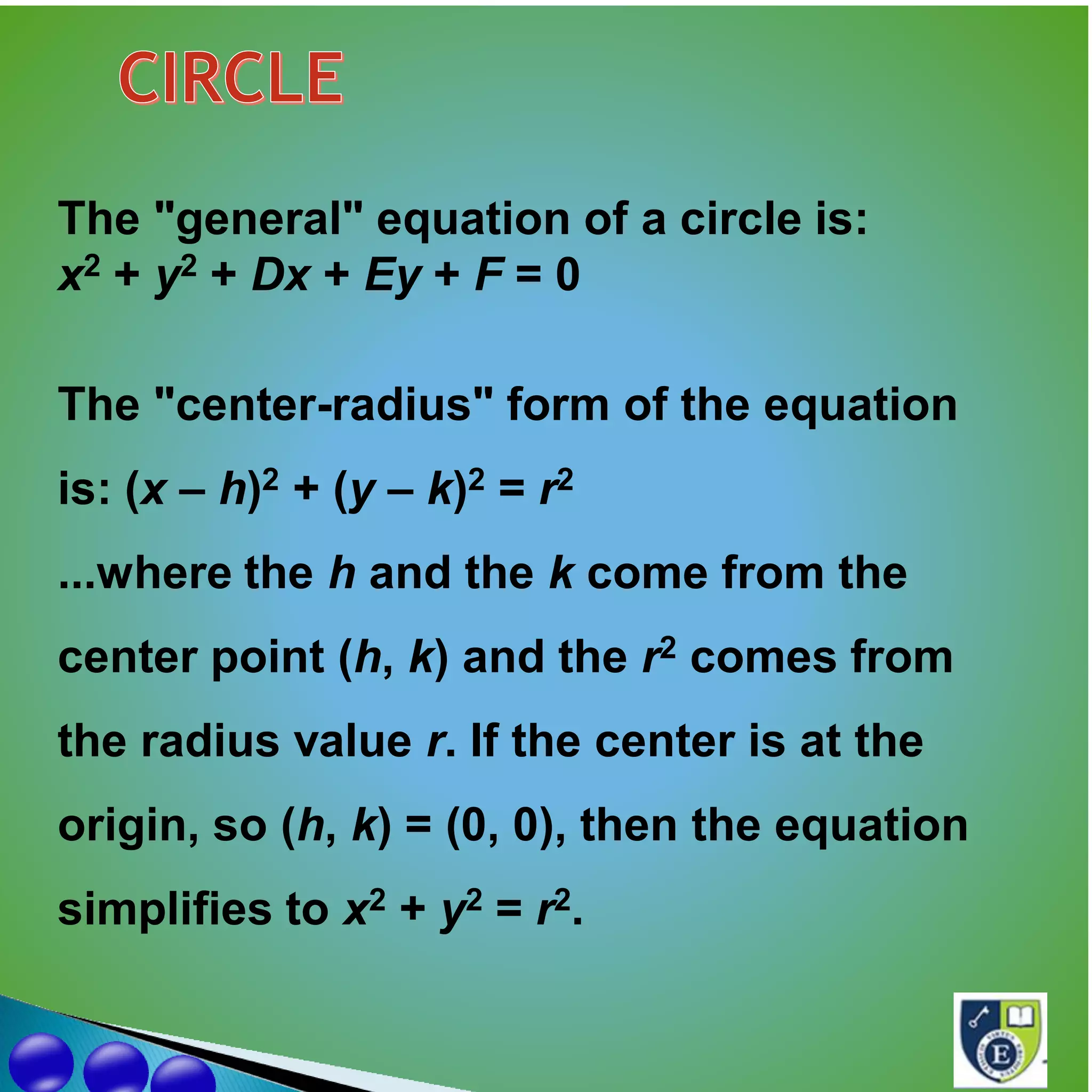 Pre c alc module 1-conic-sections | PDF