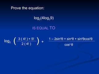 Pre Calculus Math.. Proving | PPT