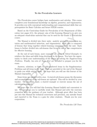 Pre Calculus Learners Guide Module Grade 11 | PDF