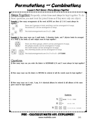 Pre calculus math 40s - permutations & combinations - lesson 1 | PDF