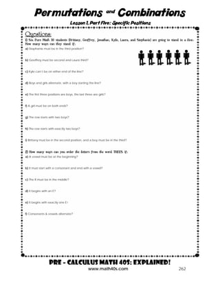 Pre calculus math 40s - permutations & combinations - lesson 1 | PDF