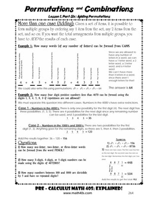 Pre calculus math 40s - permutations & combinations - lesson 1 | PDF