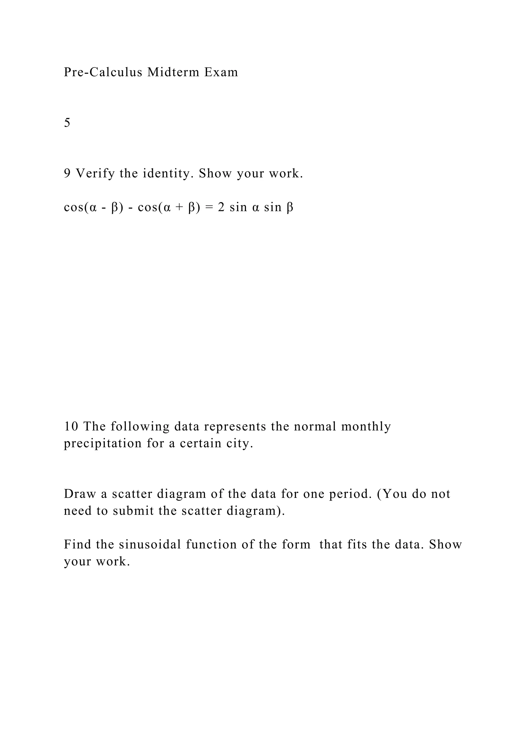 Pre-Calculus Midterm Exam 1 Score ______ ____.docx