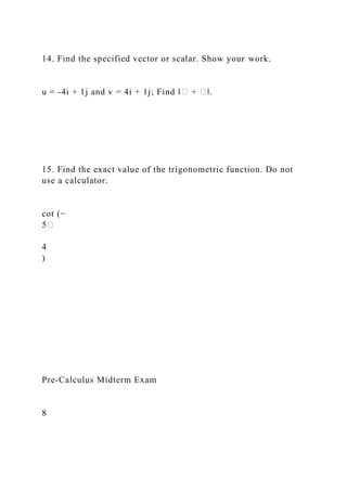 Pre-Calculus Midterm Exam 1 Score ______ ____.docx