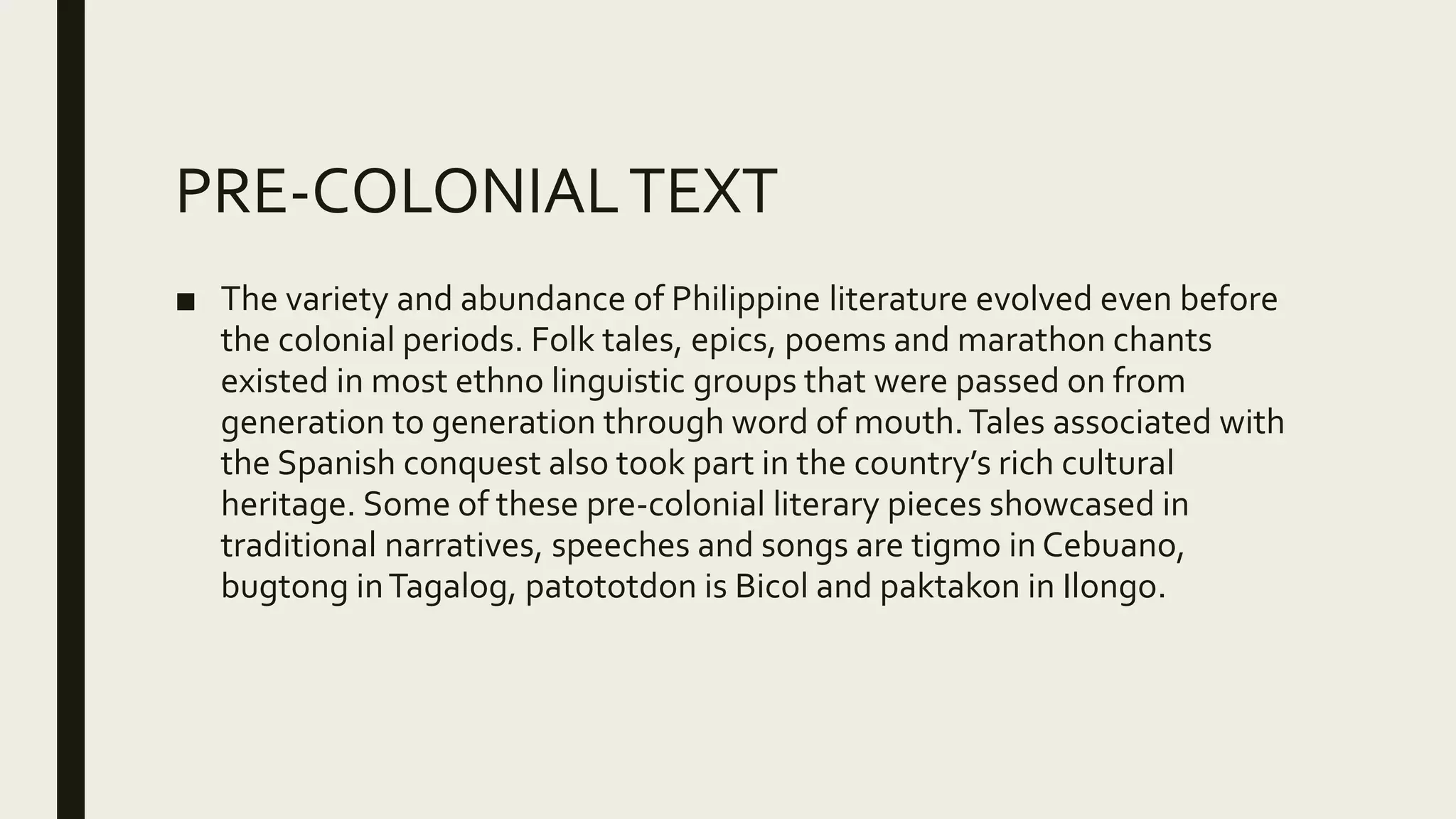 Pre and colonial Philippines Literature | PPTX