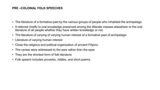 Pre colonial folk speeches | PPTX